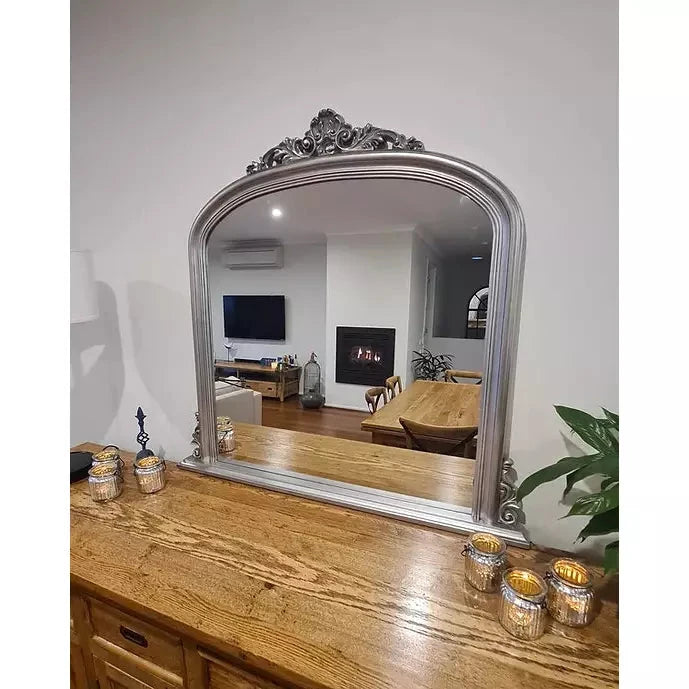 Charlotte French Antique Silver Mantel Mirror | Masterpiece Mirrors