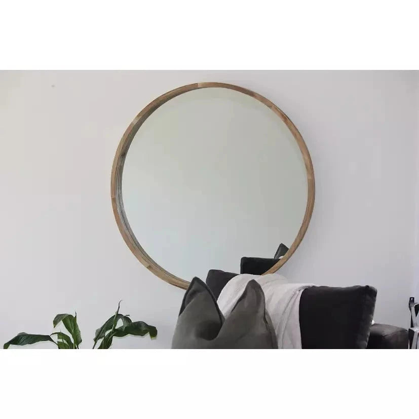 Harper Natural Round Mirror Natural Wood-Framed Round Mirror by Cloetti ...