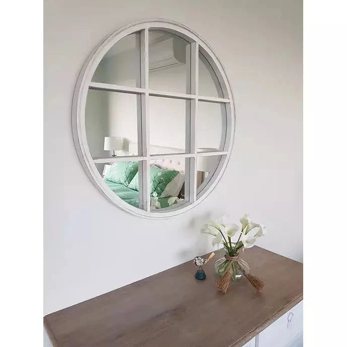 Isla White Wash Round Hamptons Mirror Window-Style Design | Shop Now ...
