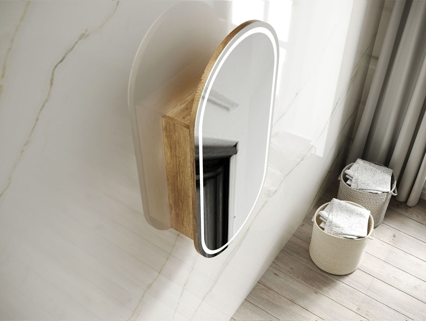 LED Noosa Shaving Cabinet Natural Oak - Stylish and Practical ...