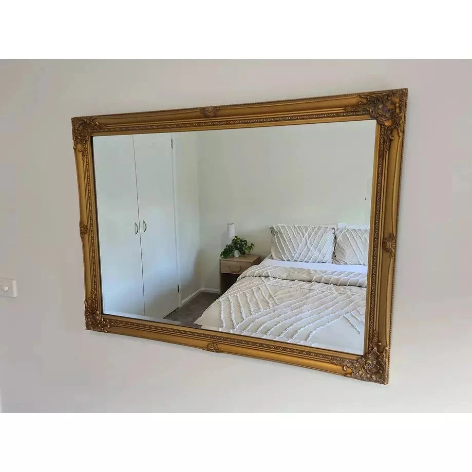 Shop Olivia Antique Solid Wood Frame Gold Mirror | Masterpiece Mirrors