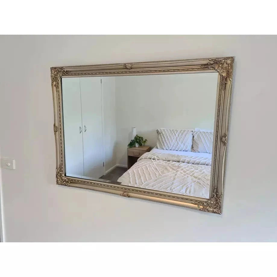 Olivia Champagne Solid Wood Silver Wall Mirror | Masterpiece Mirrors