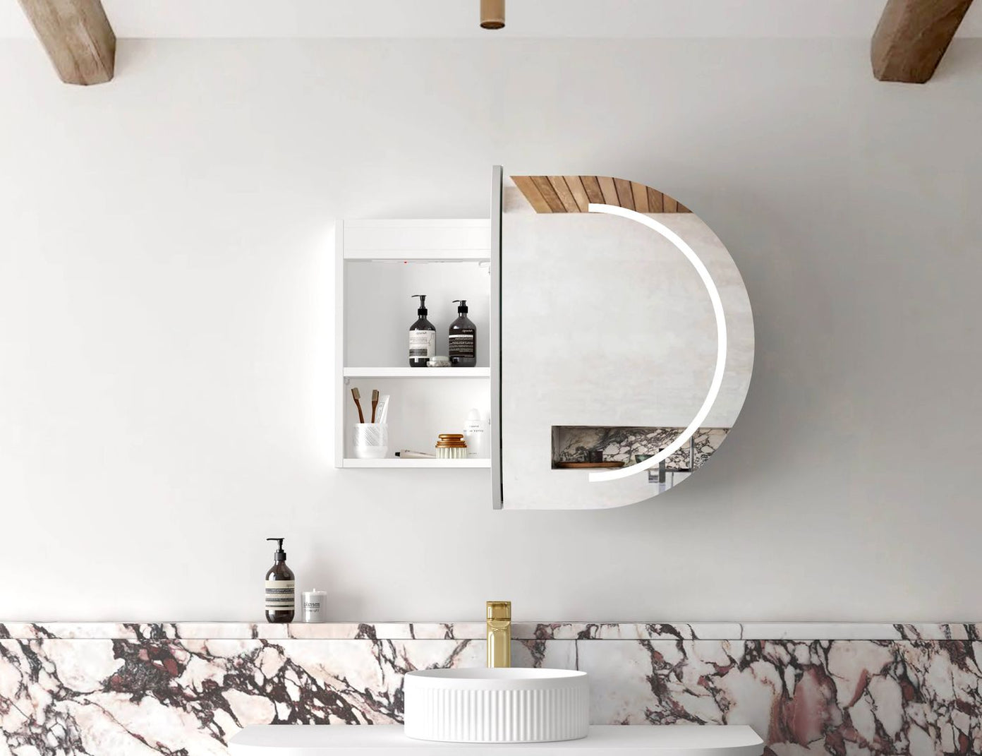 LED Bondi Shaving Cabinet Matte White 900 x 600mm - Masterpiece ...
